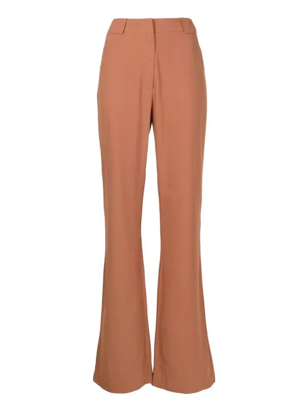 LETHICIA BRONSTEIN Ava Flared Crepe Trousers - Brown
