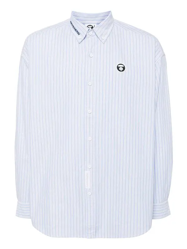 AAPE BY *A BATHING APE® Logo-patch Striped Shirt - Blue
