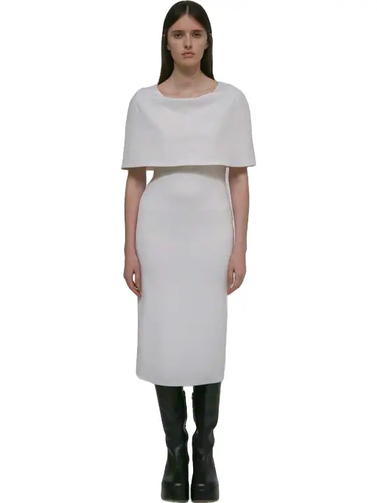 Rosetta Getty Fitted Cape Midi-dress - White