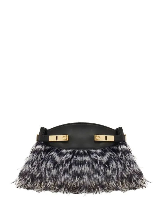 FERRAGAMO Hug Soft Crossbody Bag With Feathers - Black