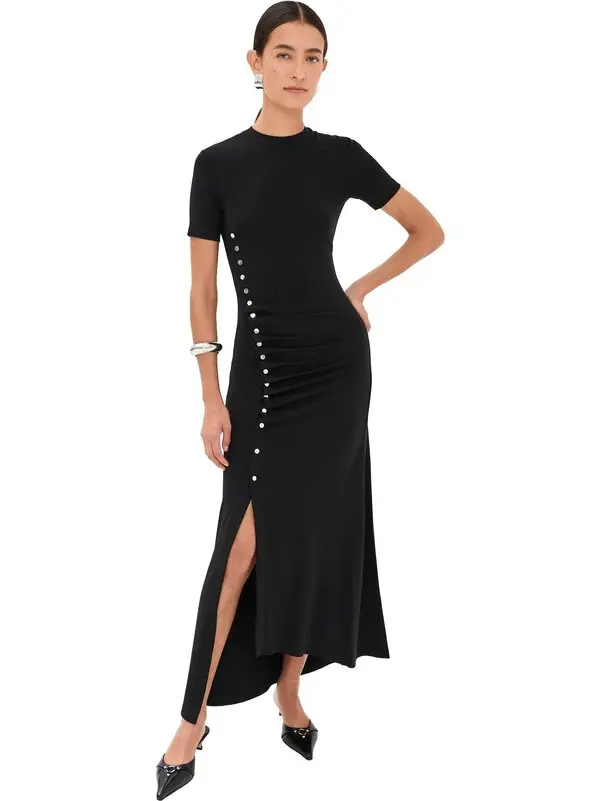 Rabanne Pleated Midi Dress - Black