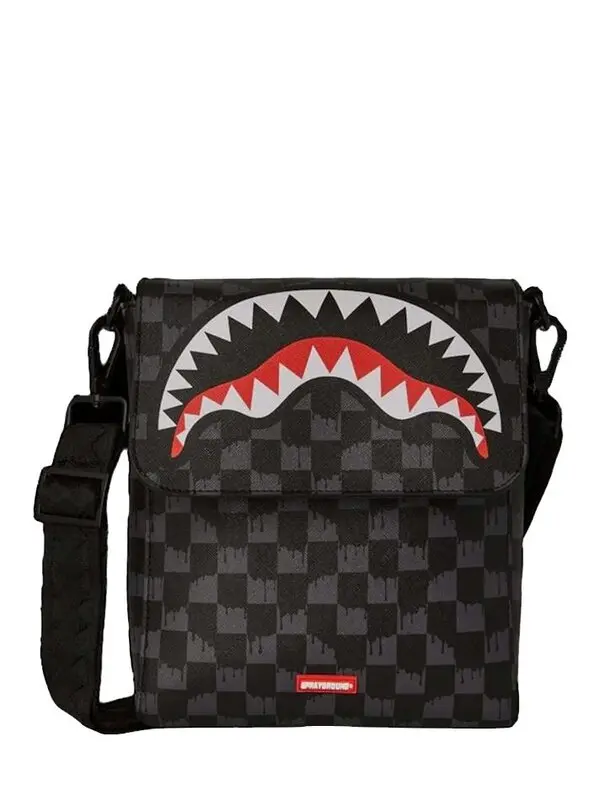 SPRAYGROUND Drip Check Shark Messenger Bag - Black/grey Checker