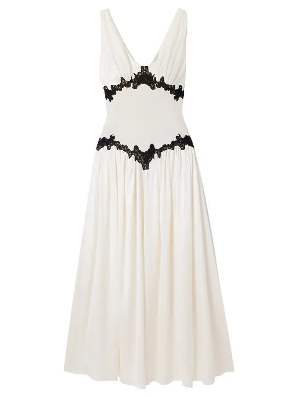 Gabriela Hearst Highland Lace-trimmed Silk Maxi Dress - Ivory