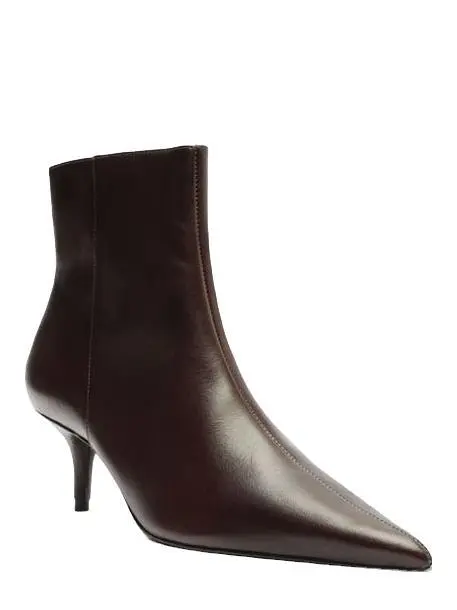 Schutz Pointed Toe Low Heel Bootie - Brown