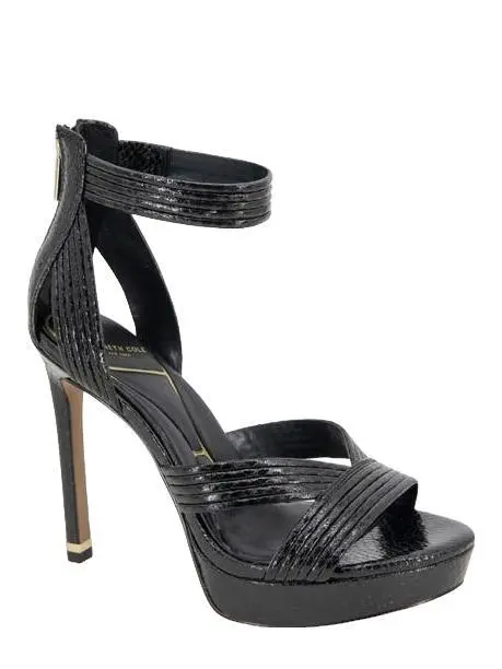KENNETH COLE Nadine Ankle Strap Platform Sandal - Black Snake