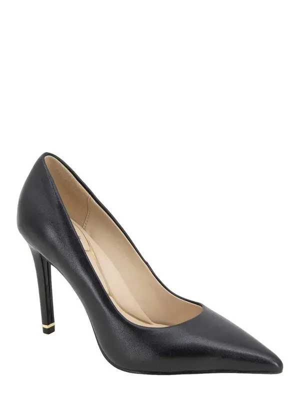 KENNETH COLE Bentley Pointed Toe Pump - Black Leather