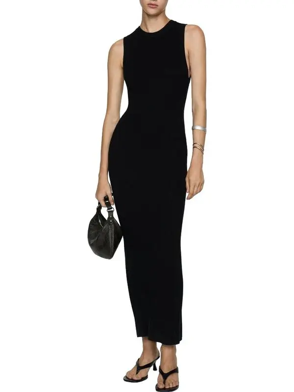 Mango Sleeveless Maxi Sweater Dress - Black