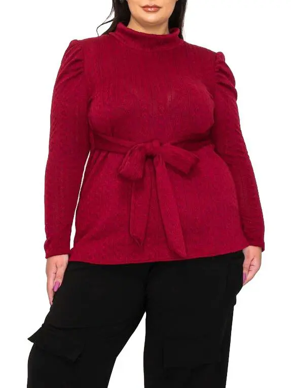 L I V D Catriona Mock Neck Sweater - Burgundy