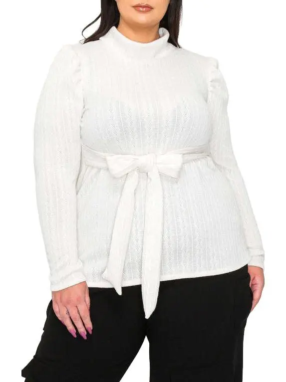 L I V D Catriona Mock Neck Sweater - Ivory