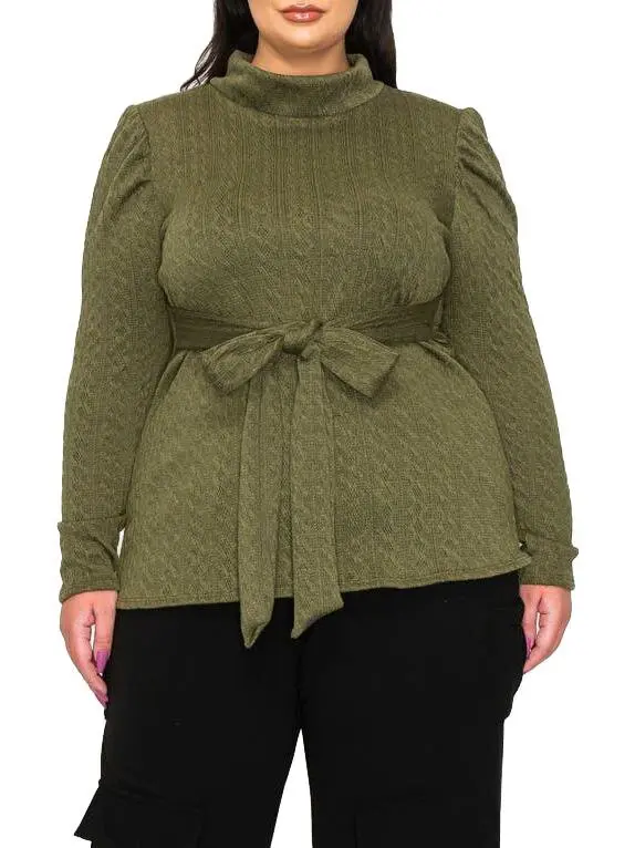 L I V D Catriona Mock Neck Sweater - Olive