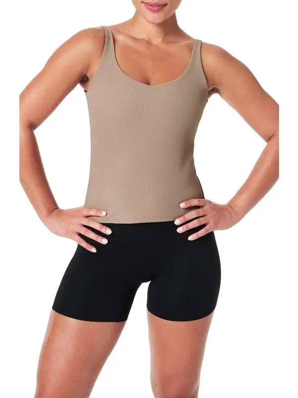 Spanx Contour Rib 2-in-1 Tank Top - Driftwood