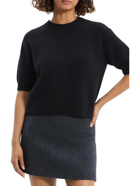 Theory Short Sleeve Cashmere Sweater - Black
