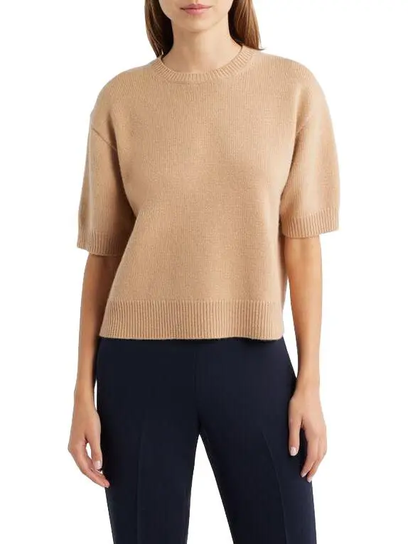 Theory Short Sleeve Cashmere Sweater - New Camel