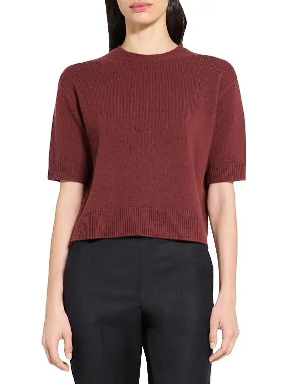 Theory Short Sleeve Cashmere Sweater - Oxblood Red