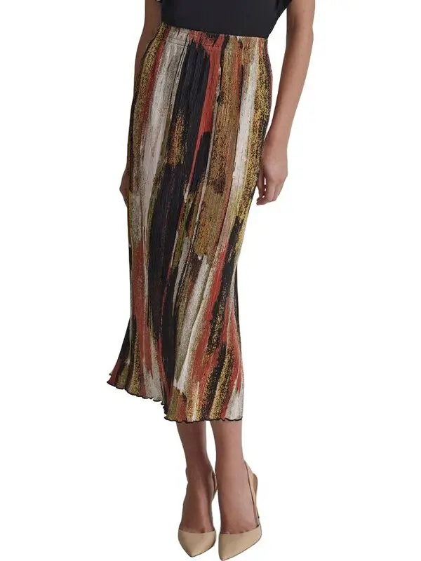Dkny Print Plissé Skirt - Paint Stroke