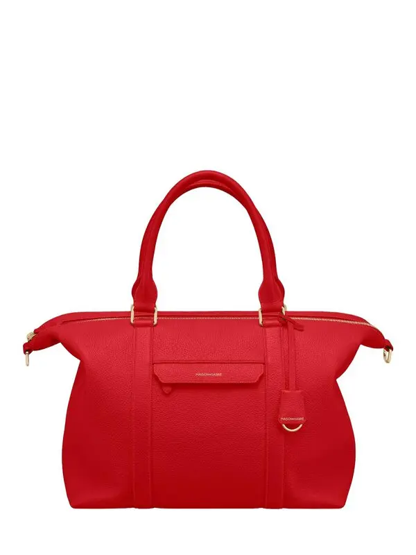 MAISON DE SABRE Large Leather Weekender Bag - Pomegranate Red