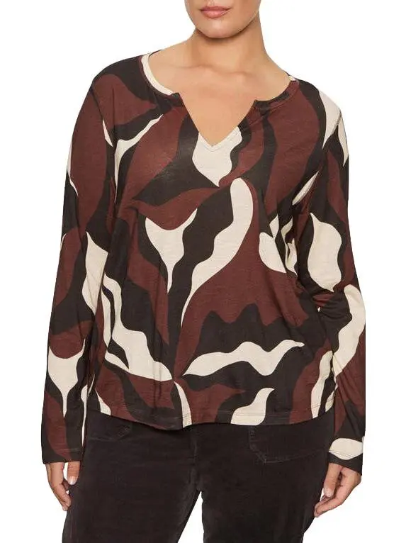 Sanctuary Notch Print Long Sleeve T-shirt - Chicory