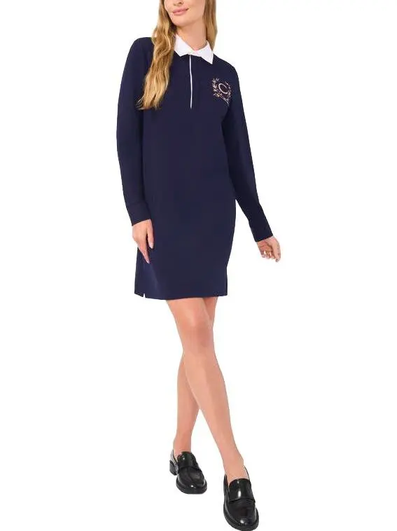 CECE DUPRAZ Contrast Collar Shirtdress - Classic Navy