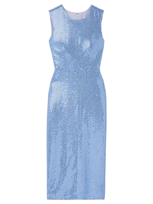 Carolina Herrera Embellished Crepe Midi Dress - Blue