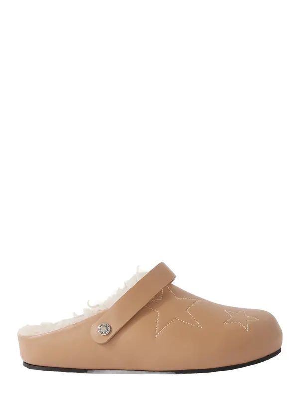 Stella McCartney Elyse Embroidered Vegetarian Leather Mules - Brown
