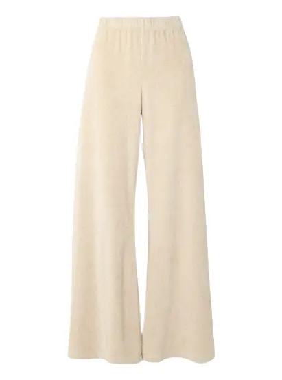 Suzie Kondi Zephyra Cotton-blend Velour Wide-leg Pants - Neutrals