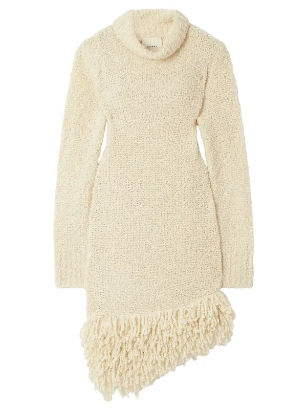 Isabel Marant Fringed Wool-blend Bouclé Midi Dress - Ecru