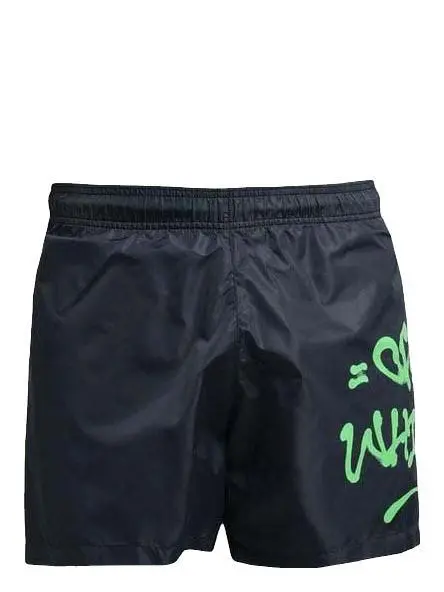 Off-White Graffiti Logo Swim Shorts - Black/green