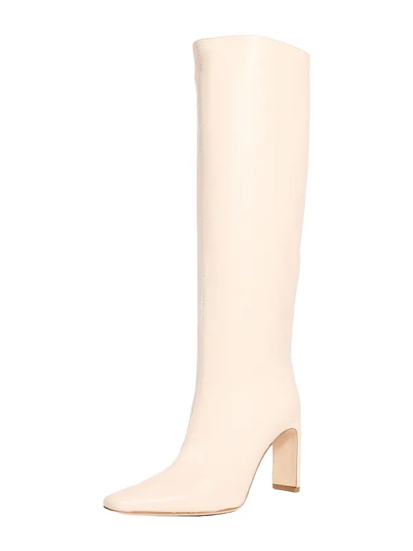 Staud Wally High Heel Boots - Cream