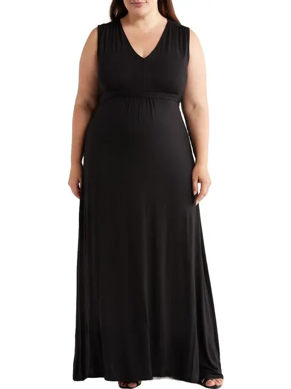 24SEVEN COMFORT APPAREL Sleeveless Maxi Dress - Black