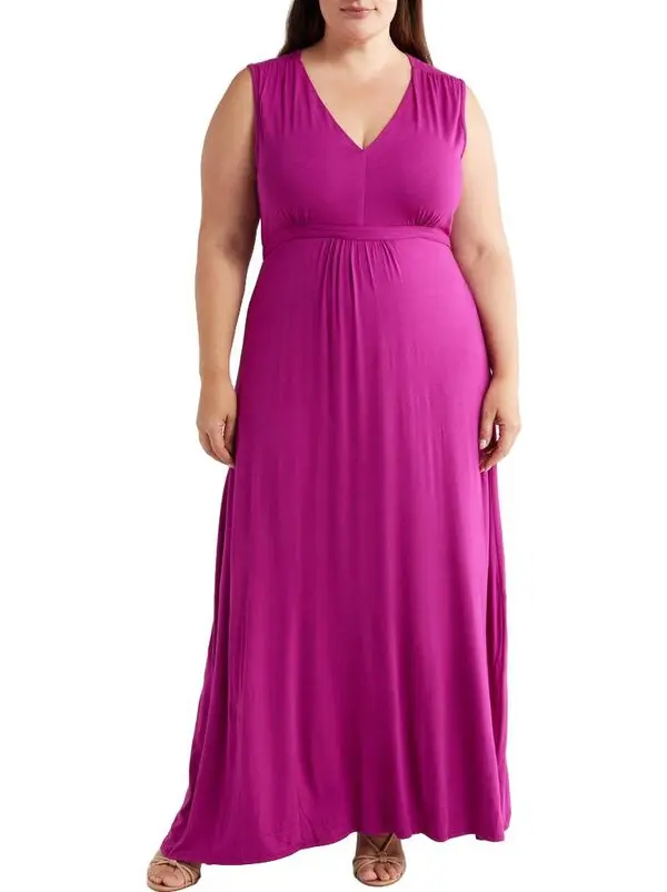24SEVEN COMFORT APPAREL Sleeveless Maxi Dress - Magenta