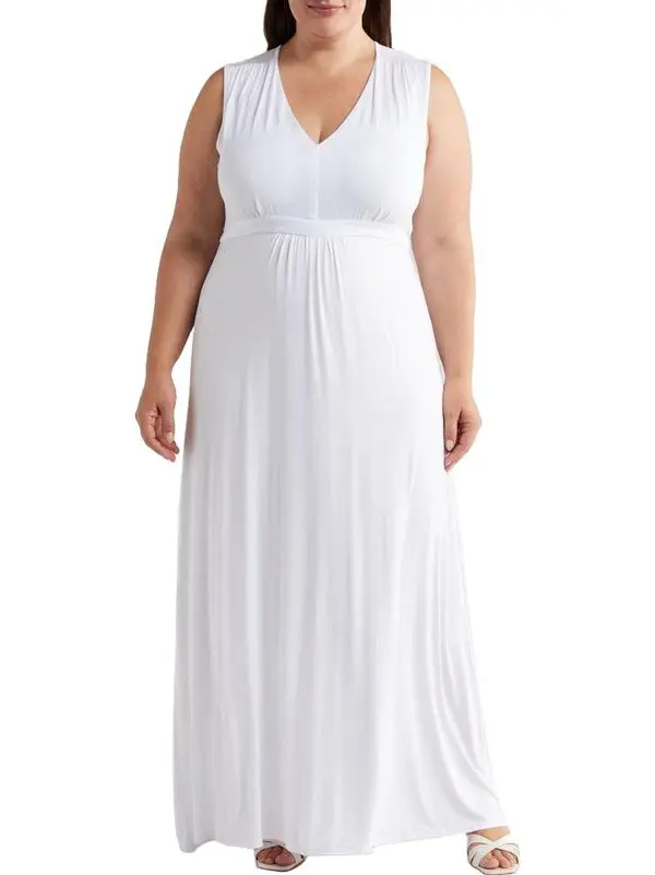24SEVEN COMFORT APPAREL Sleeveless Maxi Dress - White
