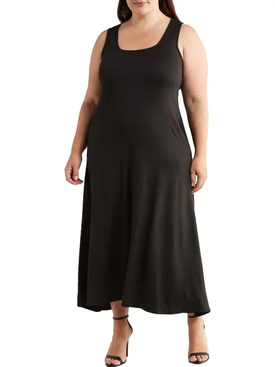 24SEVEN COMFORT APPAREL Maxi Tank Dress - Black