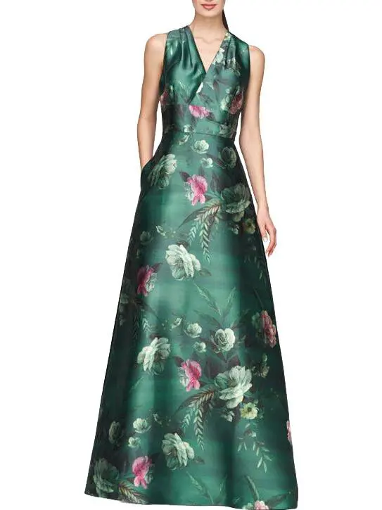 KAY UNGER Rosalind Satin Gown - Light Emerald