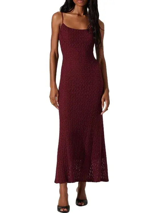 Astr The Label Renaisse Open Stitch Dress - Plum