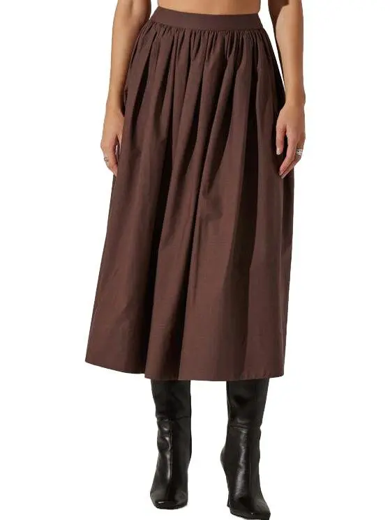 Astr The Label Diandra Cotton-blend Midi Skirt - Mushroom