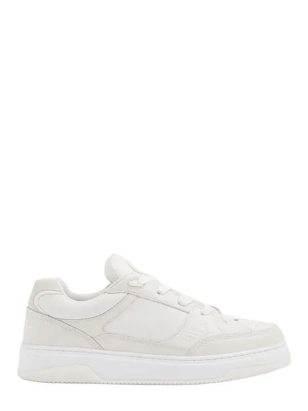 REISS Alvar Panelled Leather Trainers - White