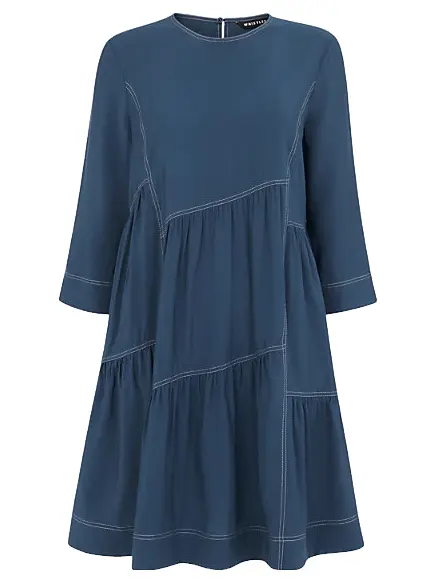 Whistles Phoebe Seam-detail Trapeze Mini Dress - Blue