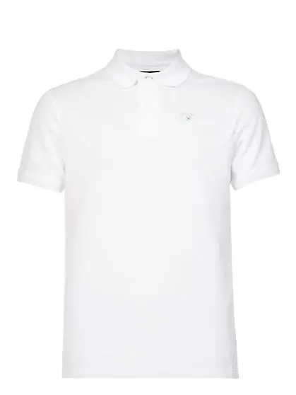 Barbour Brand-embroidered Ribbed-trim Regular-fit Cotton-piqué Polo Shirt - White