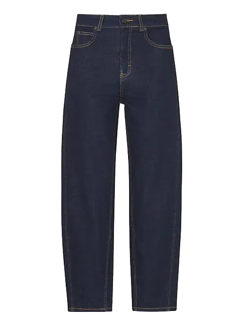 Whistles High-rise Barrel-leg Stretch-denim Jeans - Navy