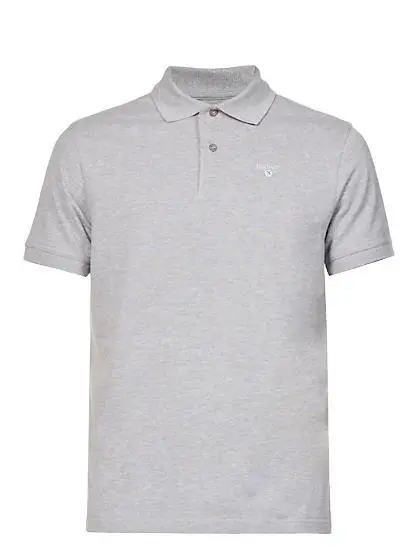 Barbour Brand-embroidered Ribbed-trim Regular-fit Cotton-piqué Polo Shirt - Grey