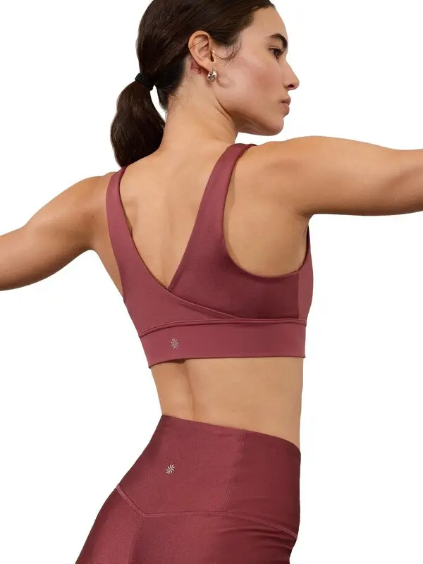 Athleta Breathe Longline Sports Bra A-c - Red Rock Matte Sheen