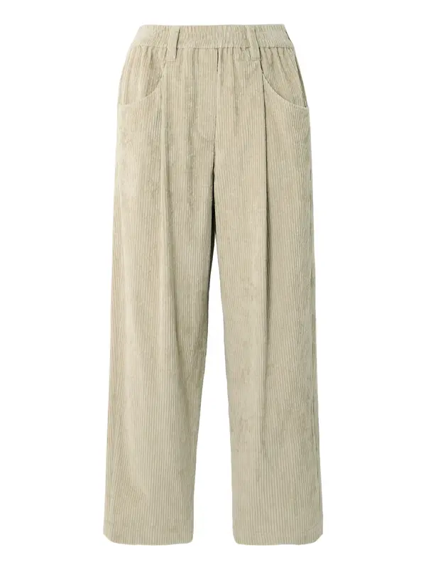 Brunello Cucinelli Cotton-blend Corduroy Tapered Trousers - Neutrals