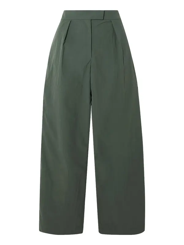 CONNER IVES Pleated Crinkled Wide-leg Pants - Grey Green