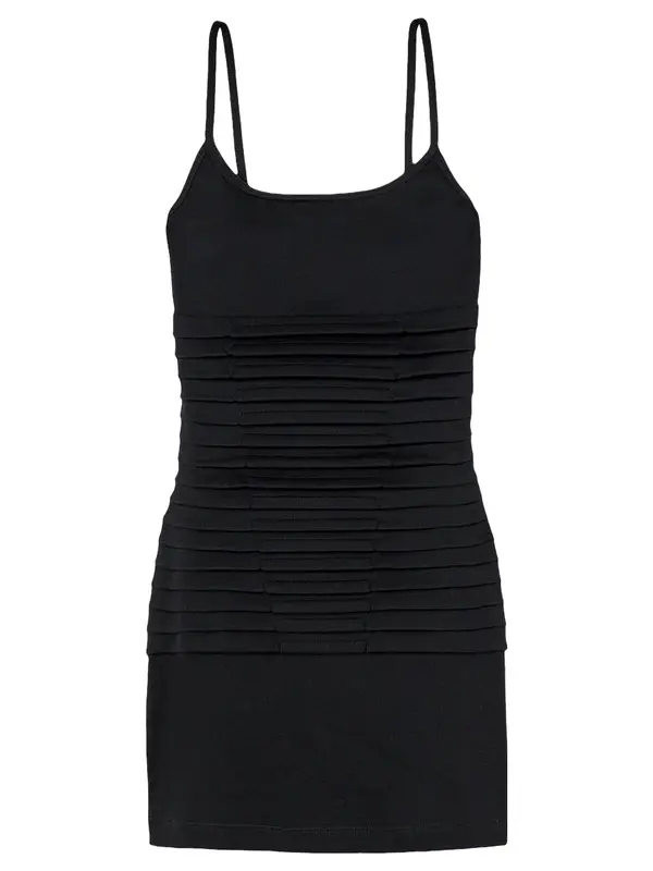 DION LEE Ribbed Cotton-jersey Mini Dress - Black
