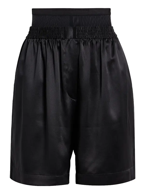 Alexander Wang Mesh-paneled Silk-satin Shorts - Black