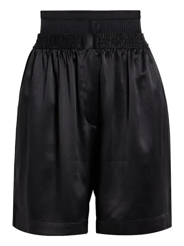 Alexander Wang Mesh-paneled Silk-satin Shorts - Black