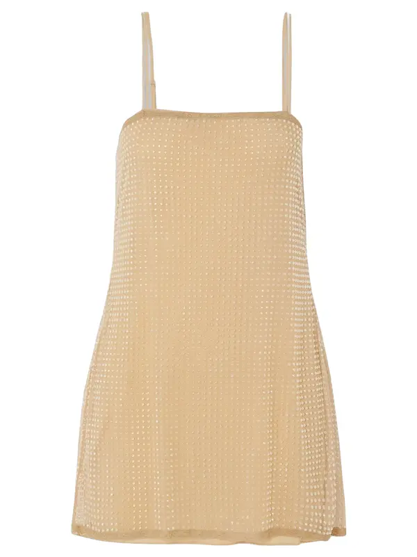 Alexander Wang Crystal-embellished Tulle Mini Dress - Sand