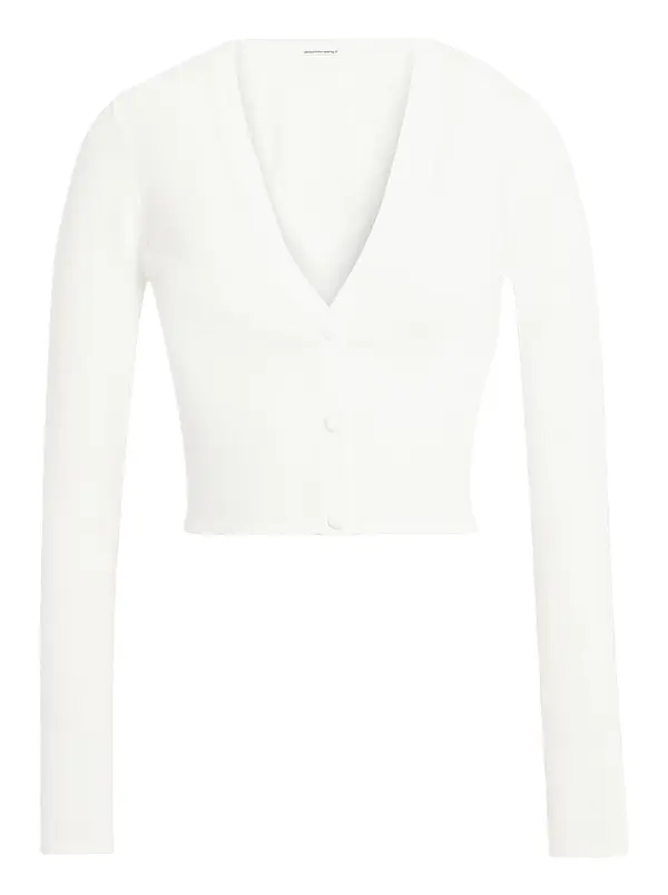 Alexander Wang Cropped Stretch-knit Cardigan - White