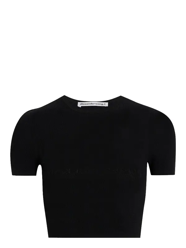 Alexander Wang Cropped Pointelle-knit Top - Black
