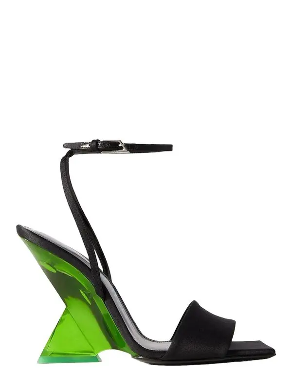 Attico Cheope Satin Wedge Sandals - Black